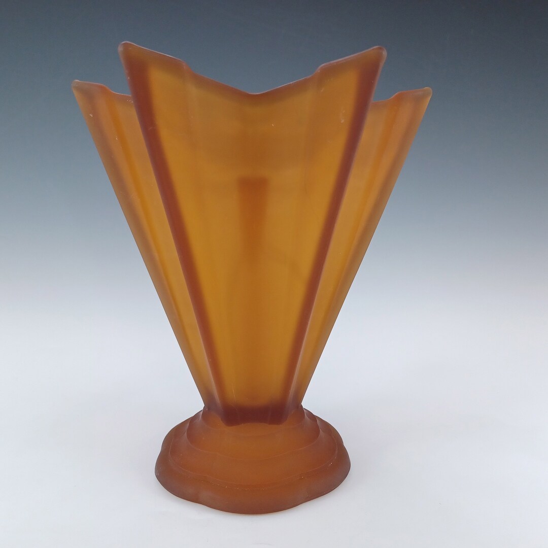 Bagley #8833 Art Deco Vintage Amber Glass Vase - Etsy