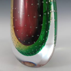 SIGNED Oball Murano Red, Green & Yellow Sommerso Glass Vase - Etsy