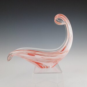 Viartec Murano Style Red & White Spanish Speckled Glass Sculpture Bowl ...