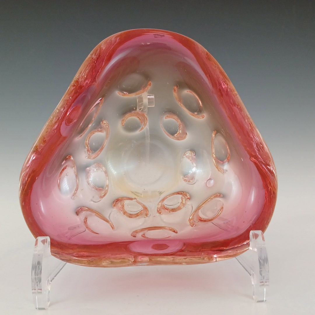 Murano / Venetian Vintage Pink & Amber Dimpled Glass Bowl - Etsy