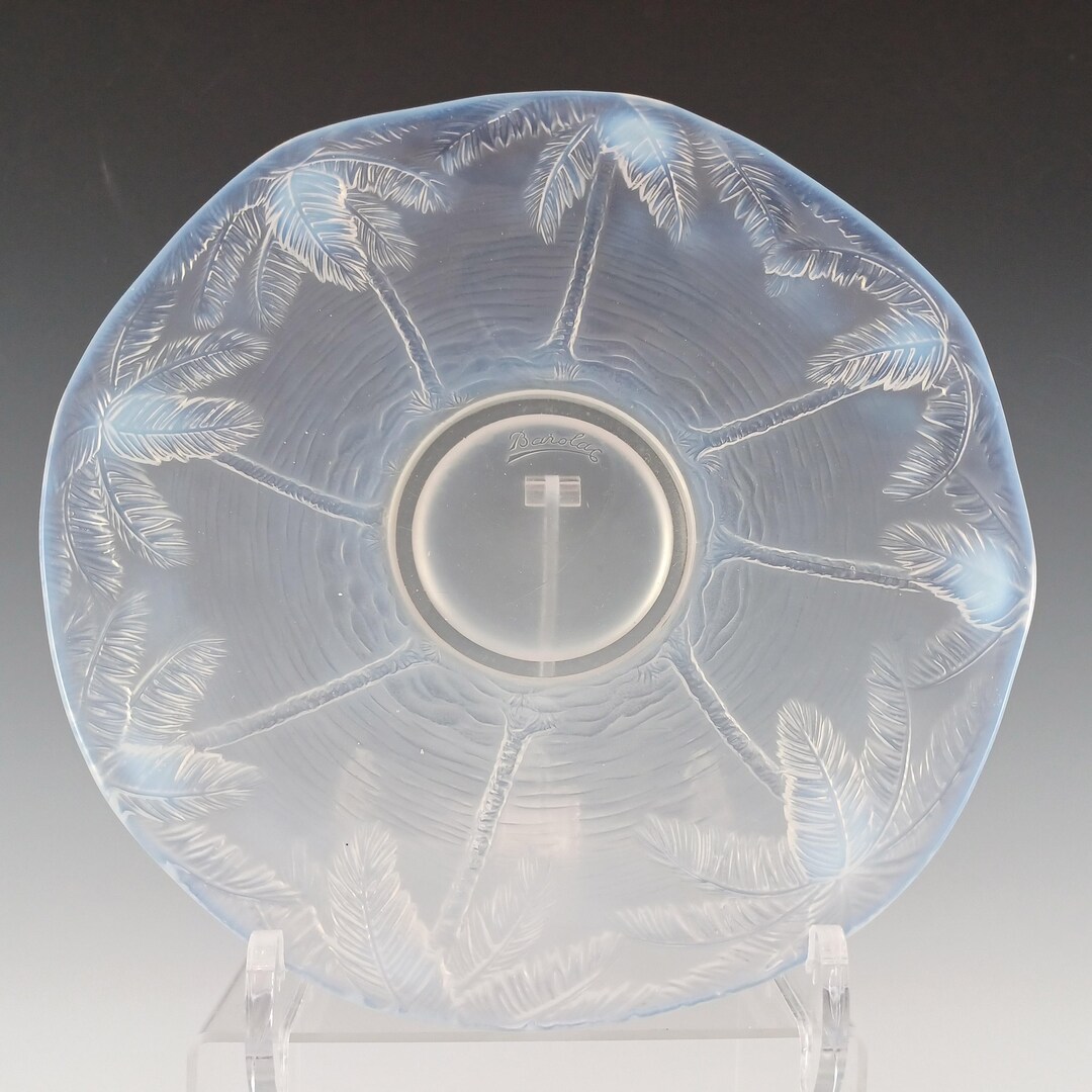 MARKED Barolac Art Deco Opaline / Opalescent Glass Palm Trees Plate - Etsy