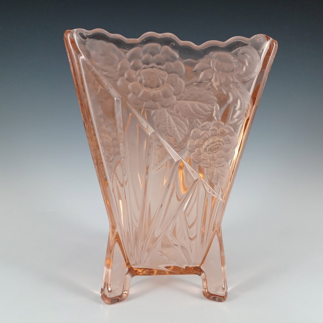 Sowerby Art Deco 1930's Pink Glass 'daisy' Vase - Etsy