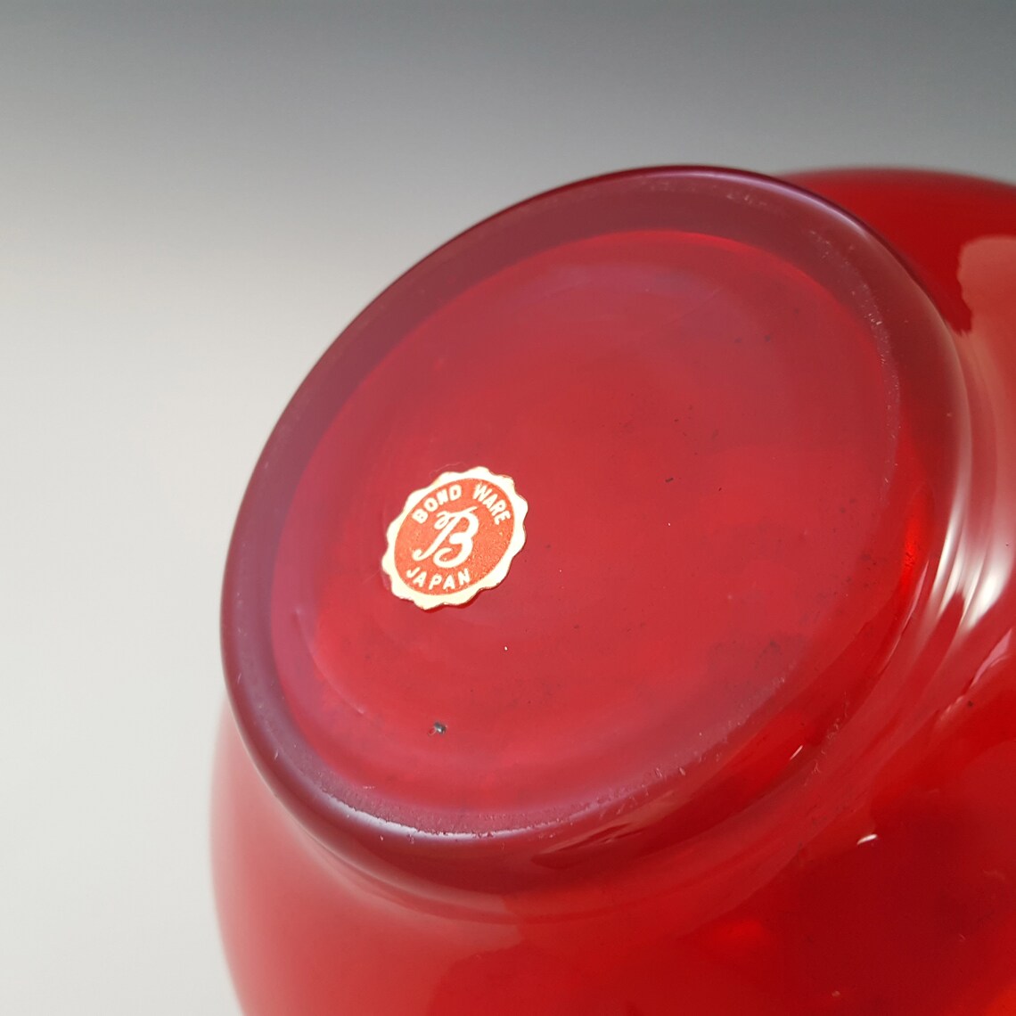 Japanese Vintage Red Glass 'bond Ware' Vase Labelled | Etsy
