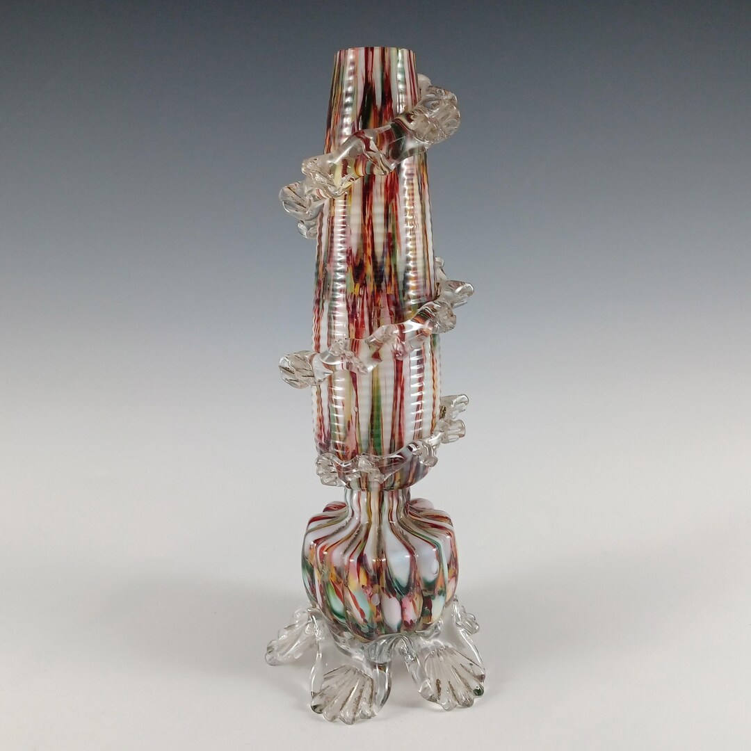 Welz Bohemian Honeycomb Spatter Glass Helter Skelter Vase - Etsy