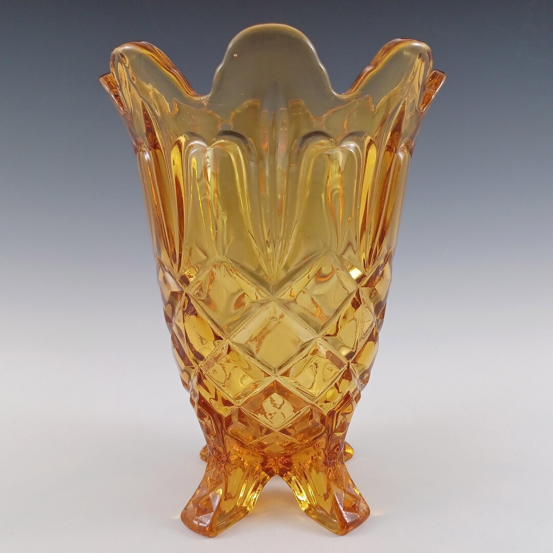Sowerby #F2583 Art Deco 1930's Amber Glass Footed Vase - Etsy