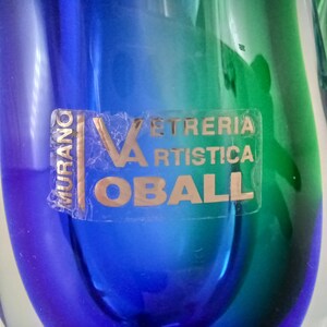 LABELLED Oball Murano Blue & Green Sommerso Glass Vase - Etsy