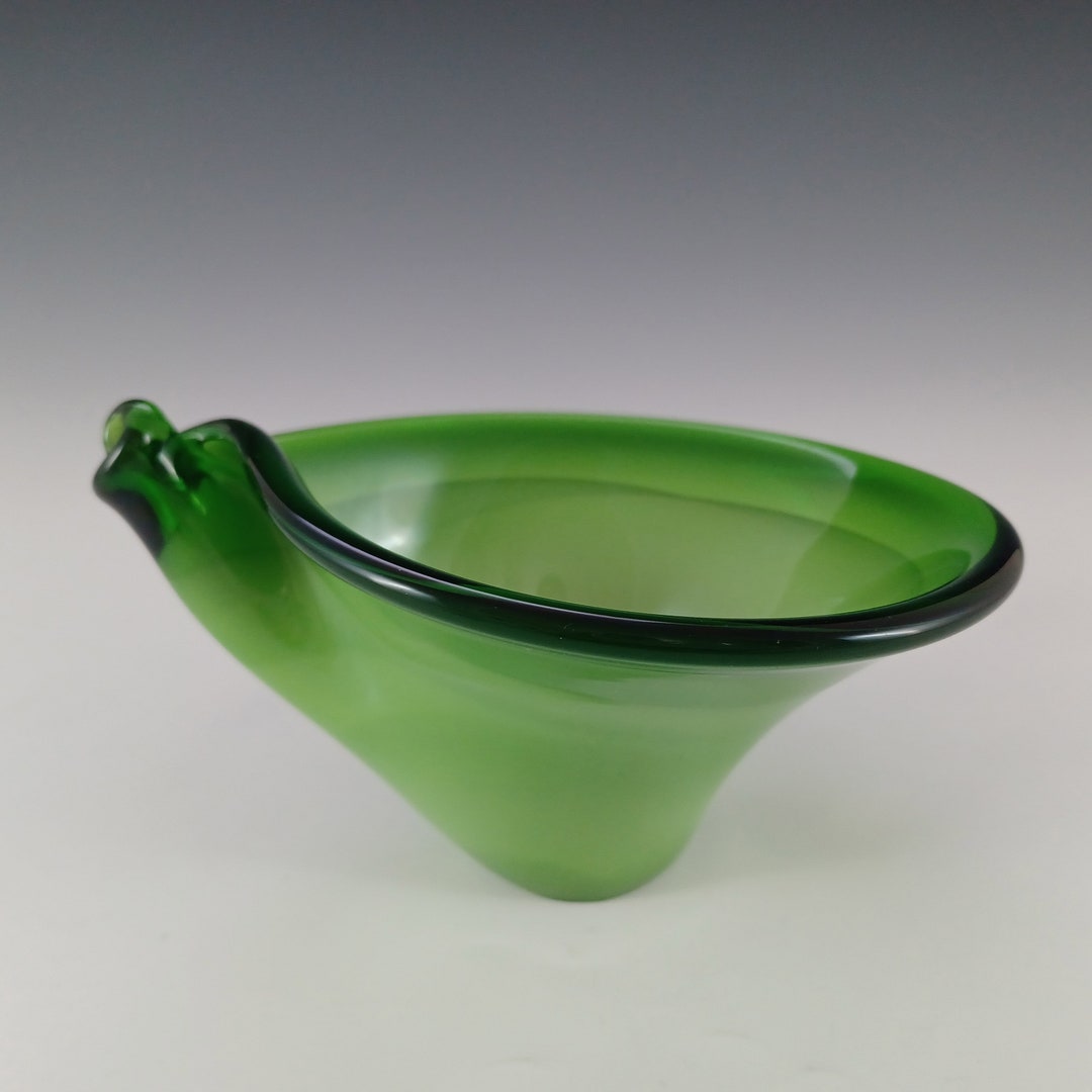 Murano Style Spanish Green Glass 1970's Sculpture Bowl - Etsy