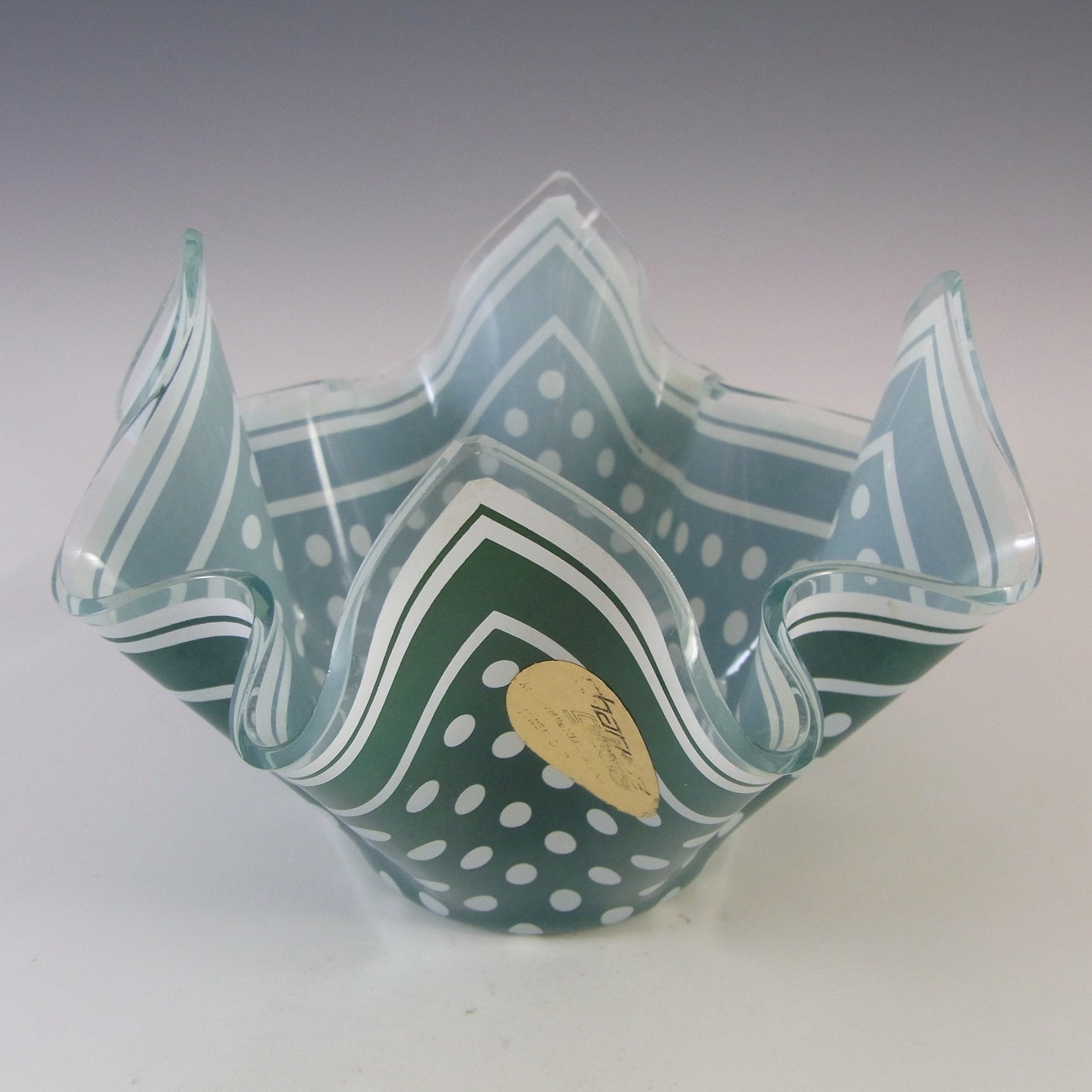 Chance Brothers Green Glass 'polka-dot' Vintage Handkerchief Vase - Etsy UK