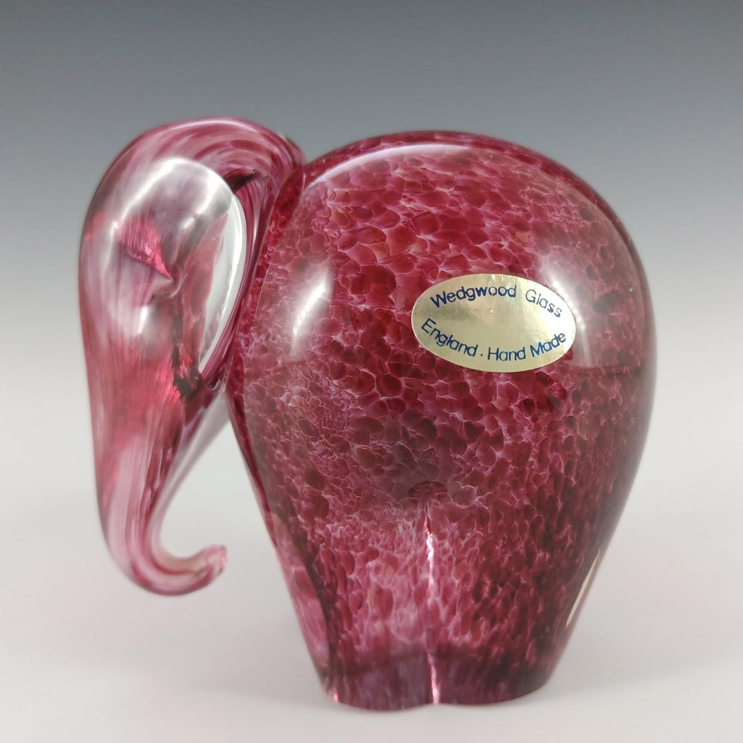 MARKED Wedgwood Speckled Pink Glass Vintage Elephant RSW409 - Etsy