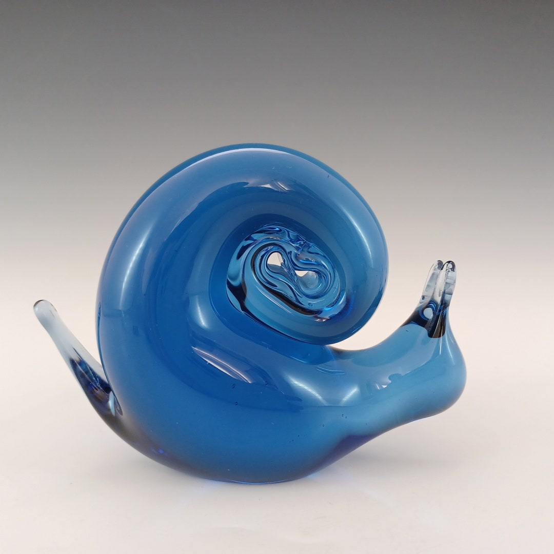 MARKED Wedgwood Blue Glass Snail Paperweight RSW268 - Etsy