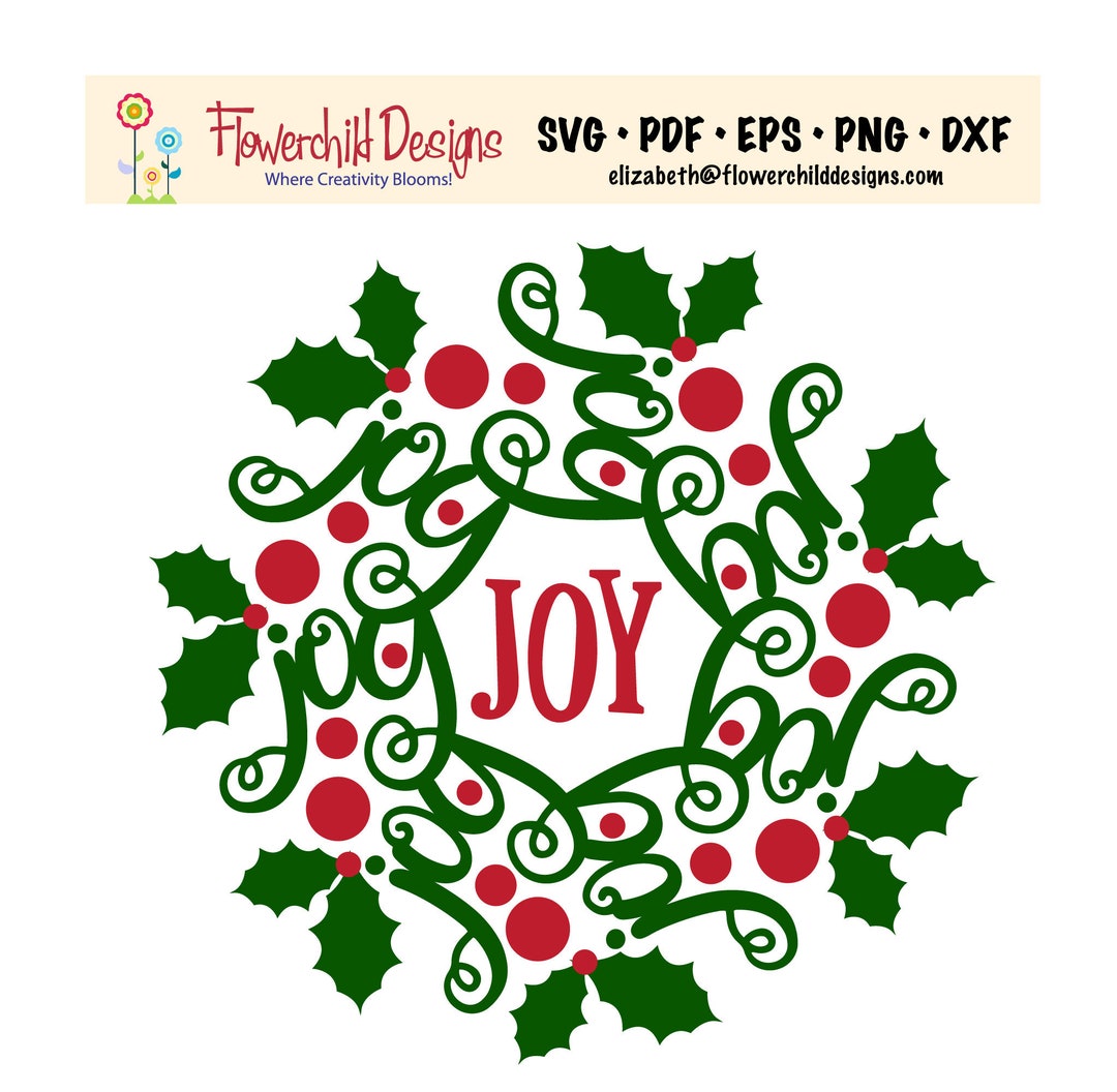 Joy Christmas Wreath - SVG - Cut File - Wall Art - Home Decor - T-shirt ...