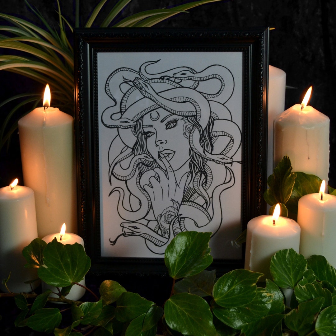Buy Medusa Portrait Mythical Monster Greek Mythology Emo Snakes Online ...