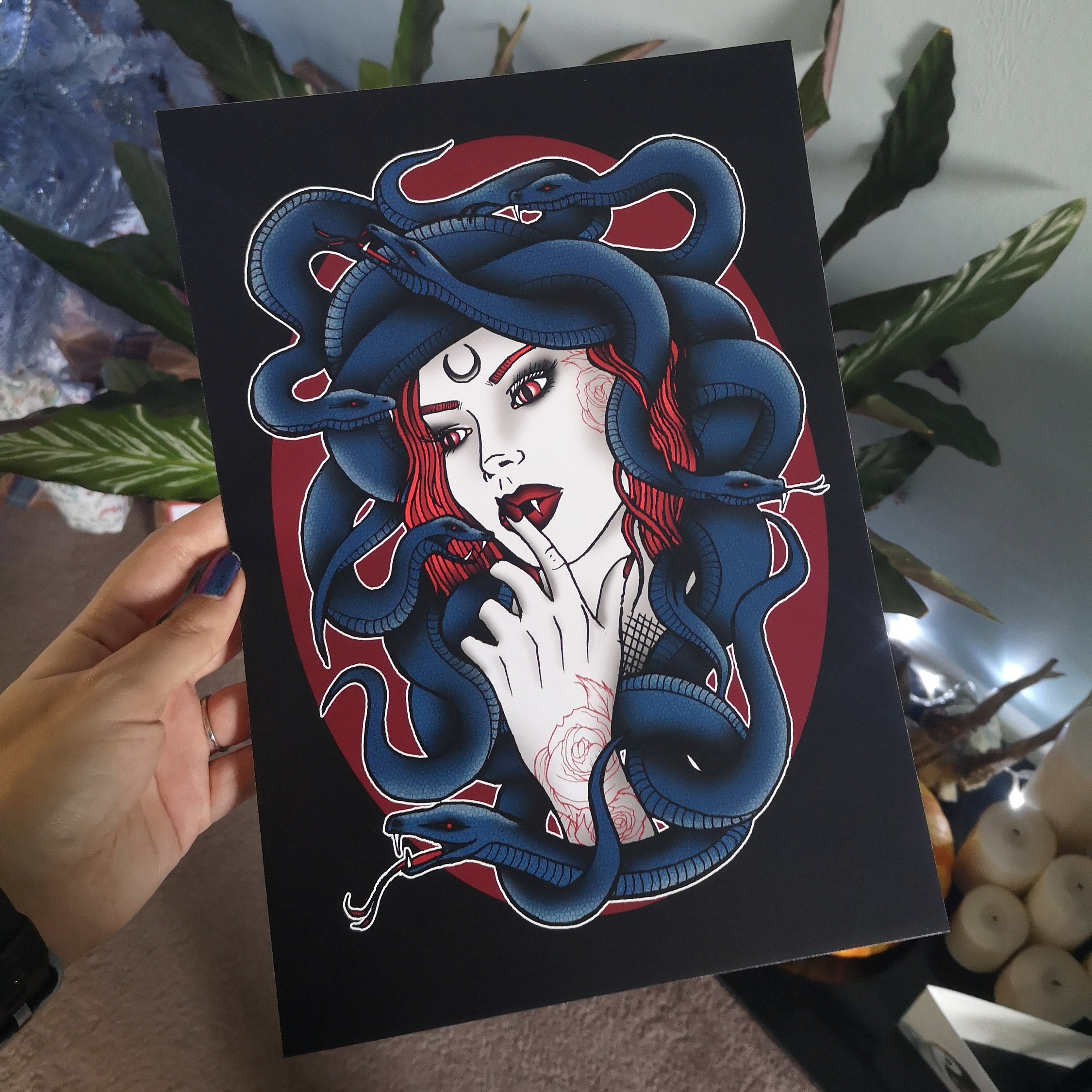 Medusa Portrait Mythical Monster Greek Mythology Emo Snakes - Etsy