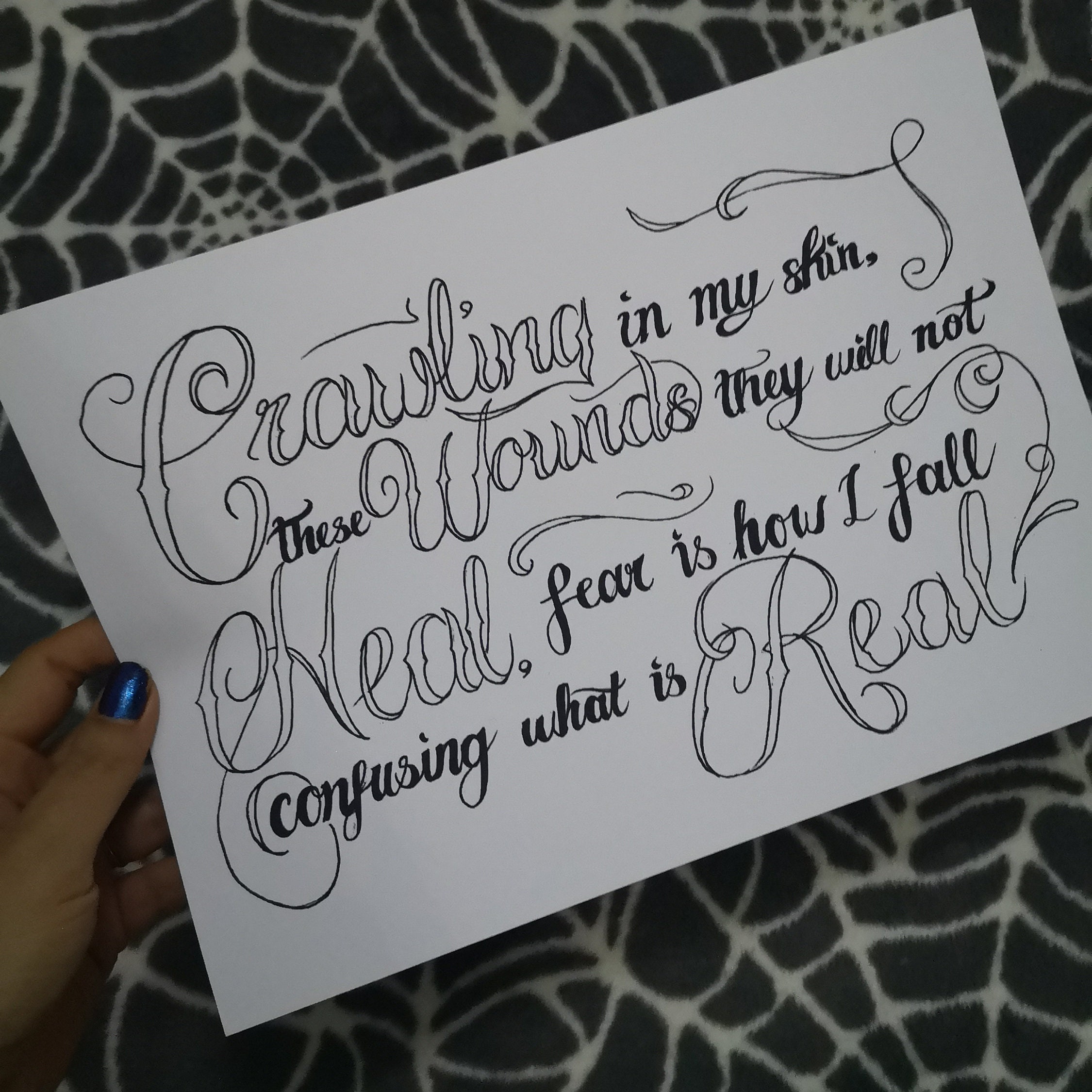 Linkin Park Crawling Song Lyrics Script Handdrawn Emo Rock Music Quote ...