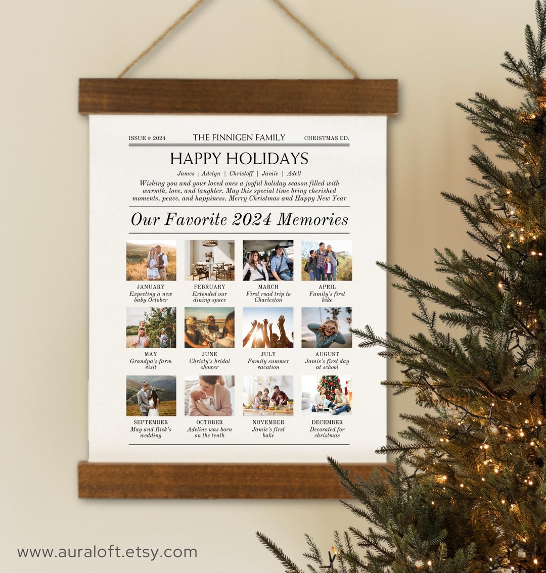 2024 Favorite Memories, What A Year Christmas Card Hanging Canvas, Year ...