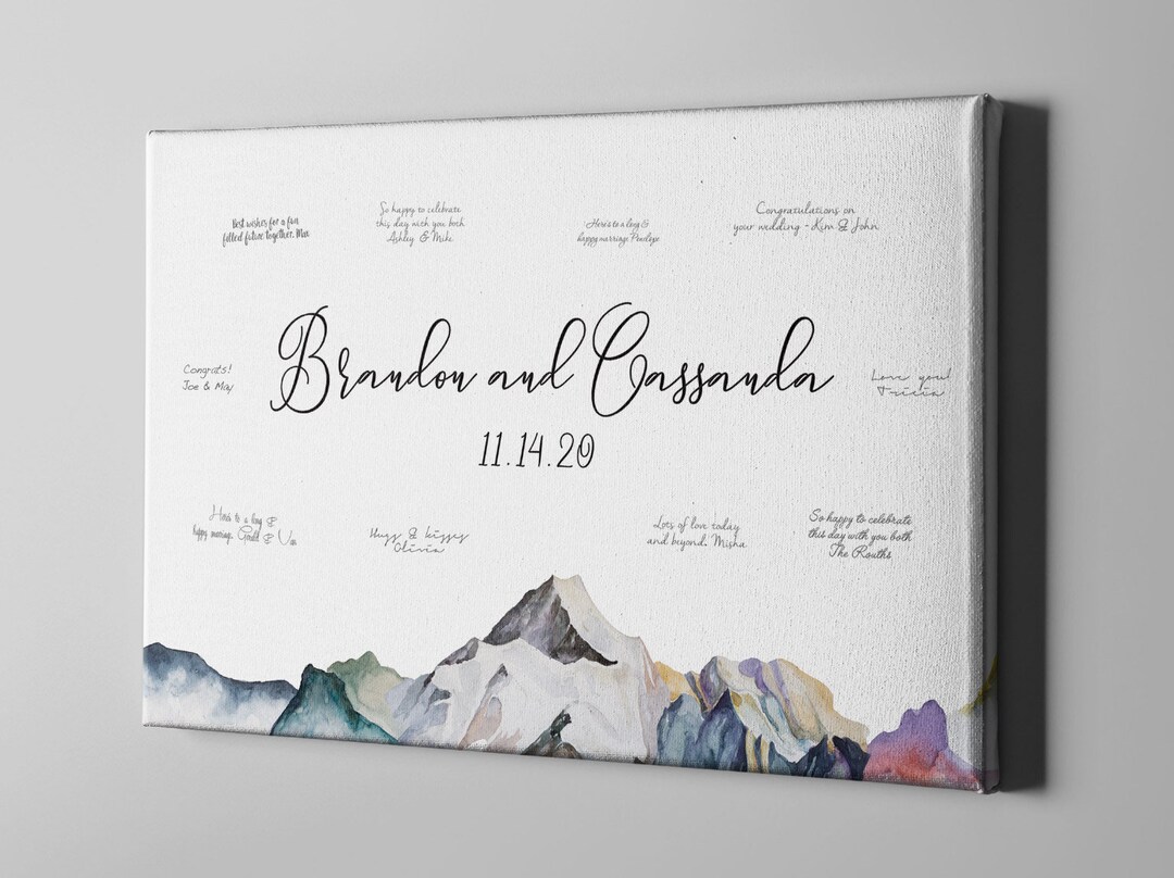 Canvas Guest Book, Snow Alps Wedding Guest Book, National Park Mountain ...