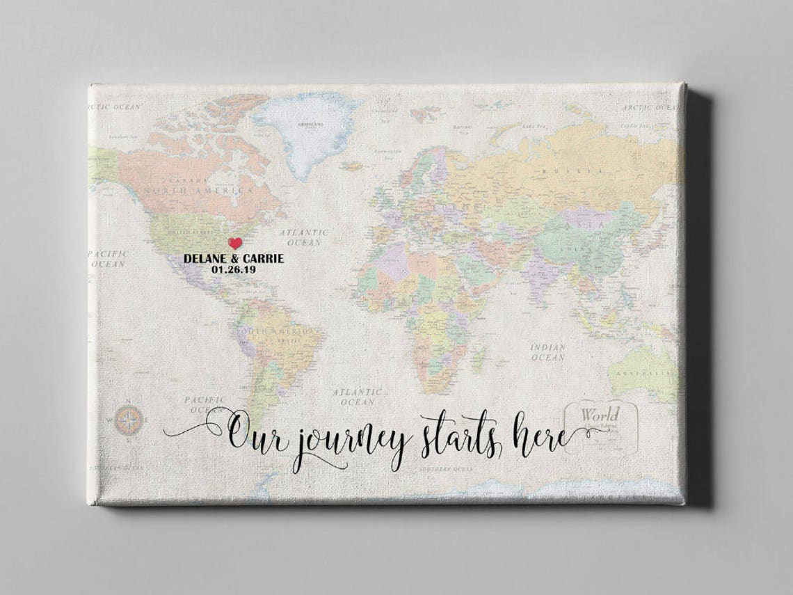 Canvas Guest Book World Map Guest Book Alternative Travel - Etsy