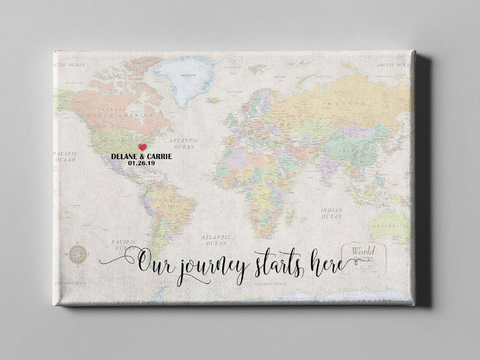 Canvas Guest Book World Map Guest Book Alternative Travel - Etsy