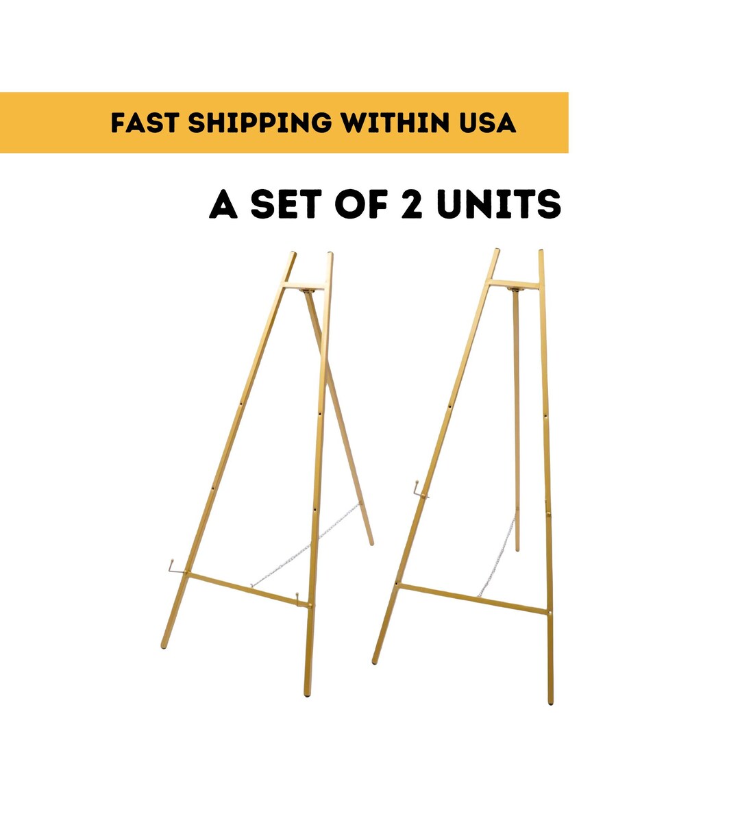 2pcs Gold Metal Foldable Floor Easel Stand, Easel for Wedding Welcome ...