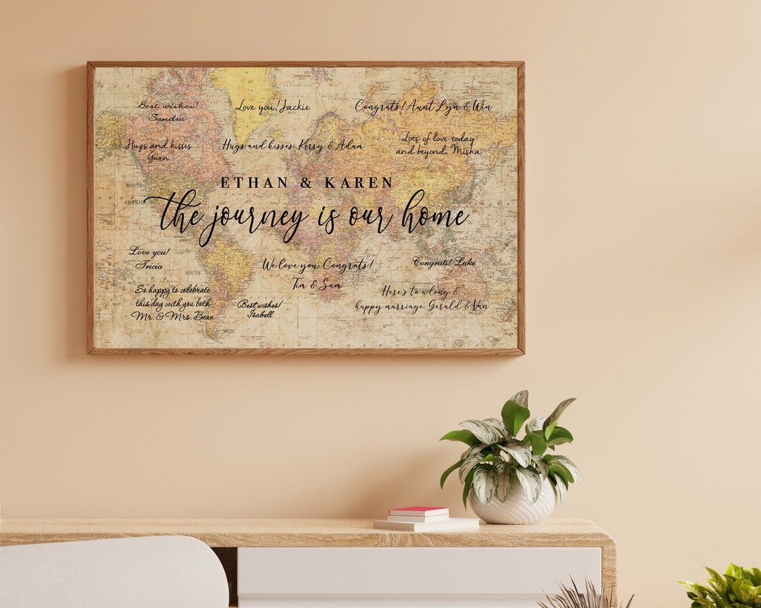 Vintage World Map Guest Book, Rustic World Map Guest Book, Wedding ...