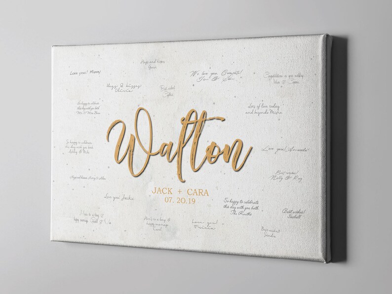 Canvas Guest Book Last Name Signature Guest Book Gold - Etsy