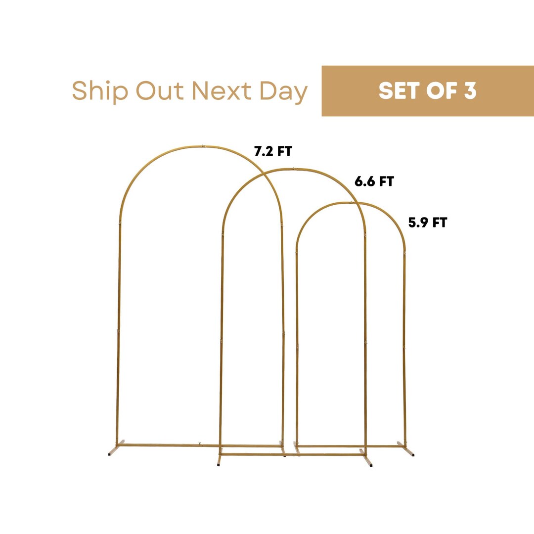 3 Pcs Gold Chiara Stand, Metal Arch Backdrop Stand Decor, Wedding ...