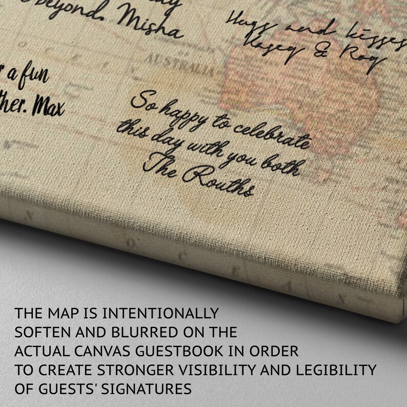 Canvas Guest Book, Rustic World Map Guest Book, Vintage Travel Theme ...