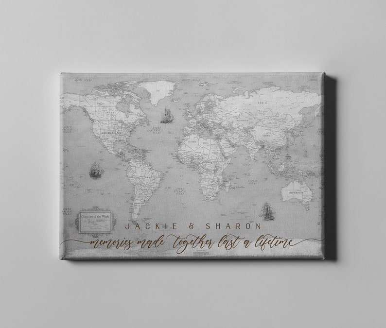 Rustic World Map Guest Book Black and White World Map - Etsy