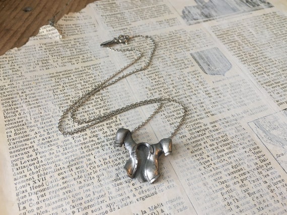 Vintage Pewter Necklace | Aubrey Designs Shirt Figur… - Gem