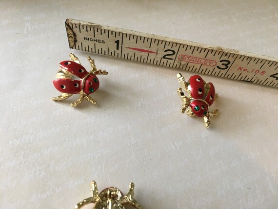 Vintage Enamel Ladybug Brooches |Scatter Pins Red and… - Gem