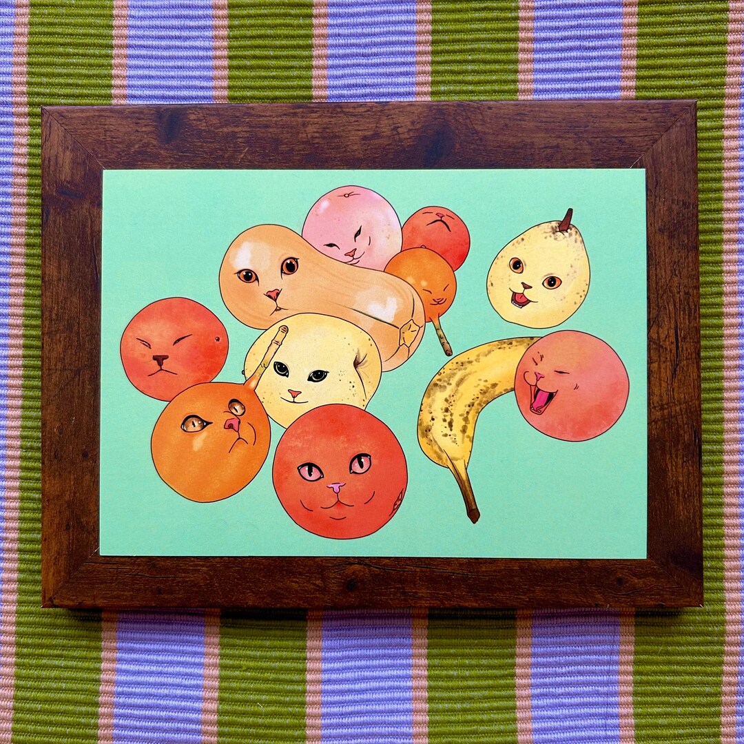 Fruity Cats 5x7 Print - Lovestruck Prints - Silly Cats - Etsy France