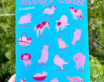 Moody Cat Stickers - Etsy