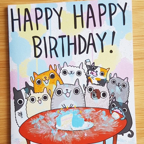 Funny Birthday Cat Card // Happy Birthday Cat Card - Etsy