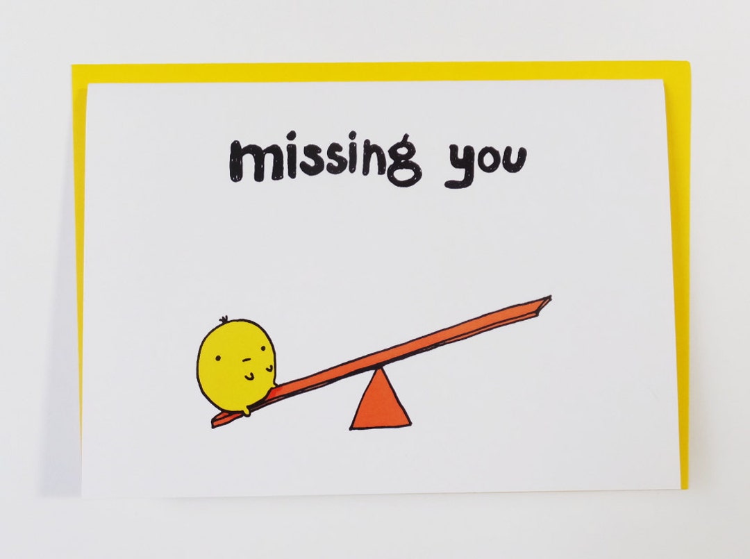 Missing You Card Lonely Lump on Seesaw Card - Etsy