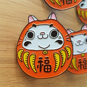 Daruma Neko Pin // Daruma Cat Pin // Cute Cat Pin // Japanese Cat Pin ...