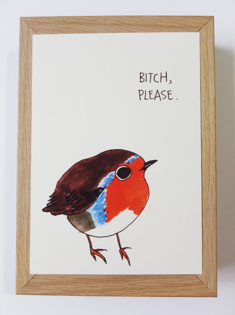 Bitch Please Fat Bird Robin Rude Postcard | Etsy