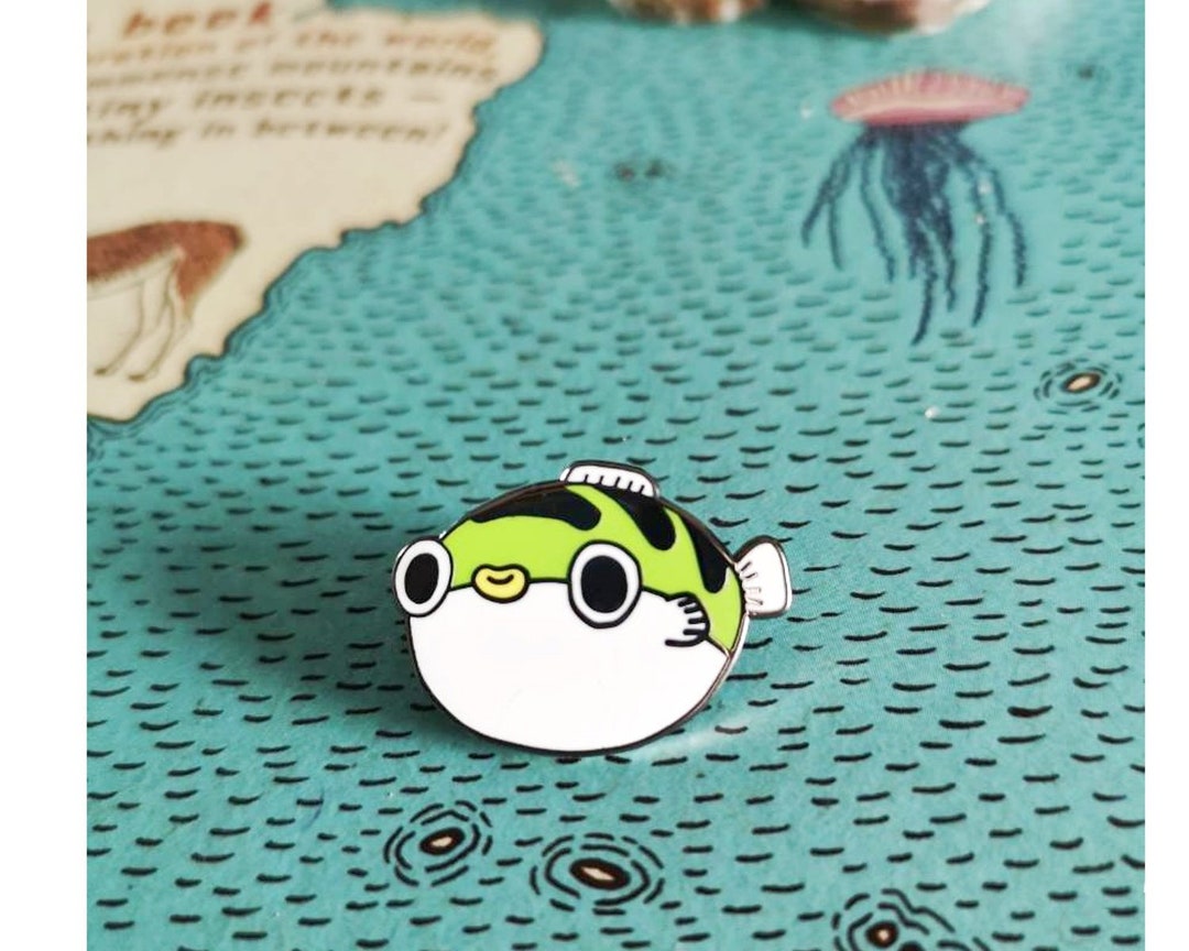 Pufferfish Pin // Fish Pin // Hard Enamel Pin // Stocking Stuffer ...