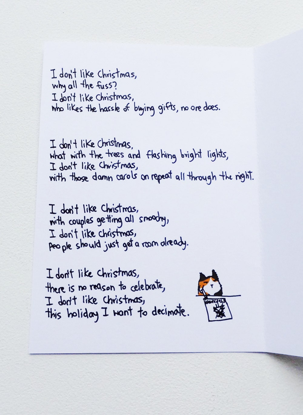 Grumpy Cat Christmas Card I Don't Like Christmas, Cute Christmas Card ...
