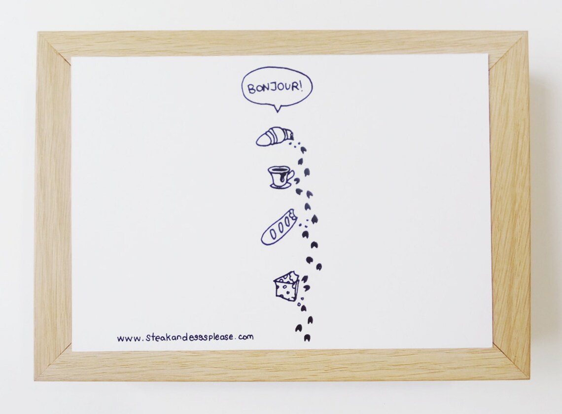 Hello Bonjour Cute French Boar Pig Piglets Paris Postcard - Etsy