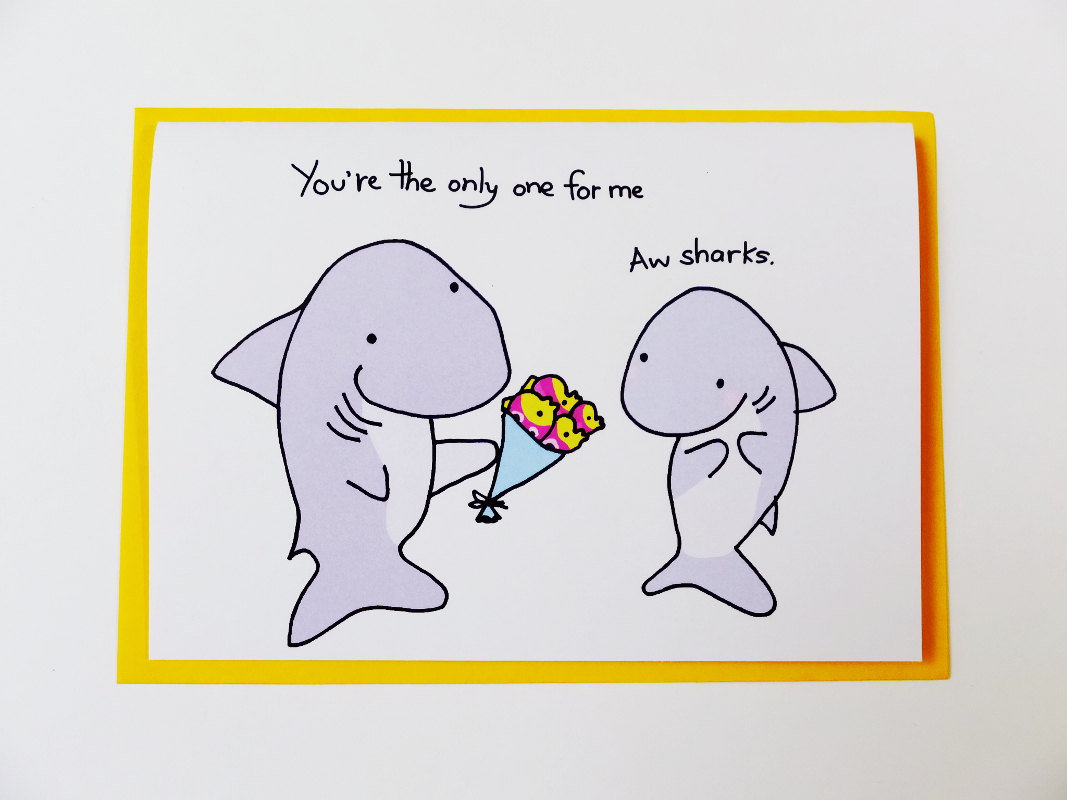 Shark Love Card // Shark Pun Card // Aw Sharks // Silly Funny - Etsy ...