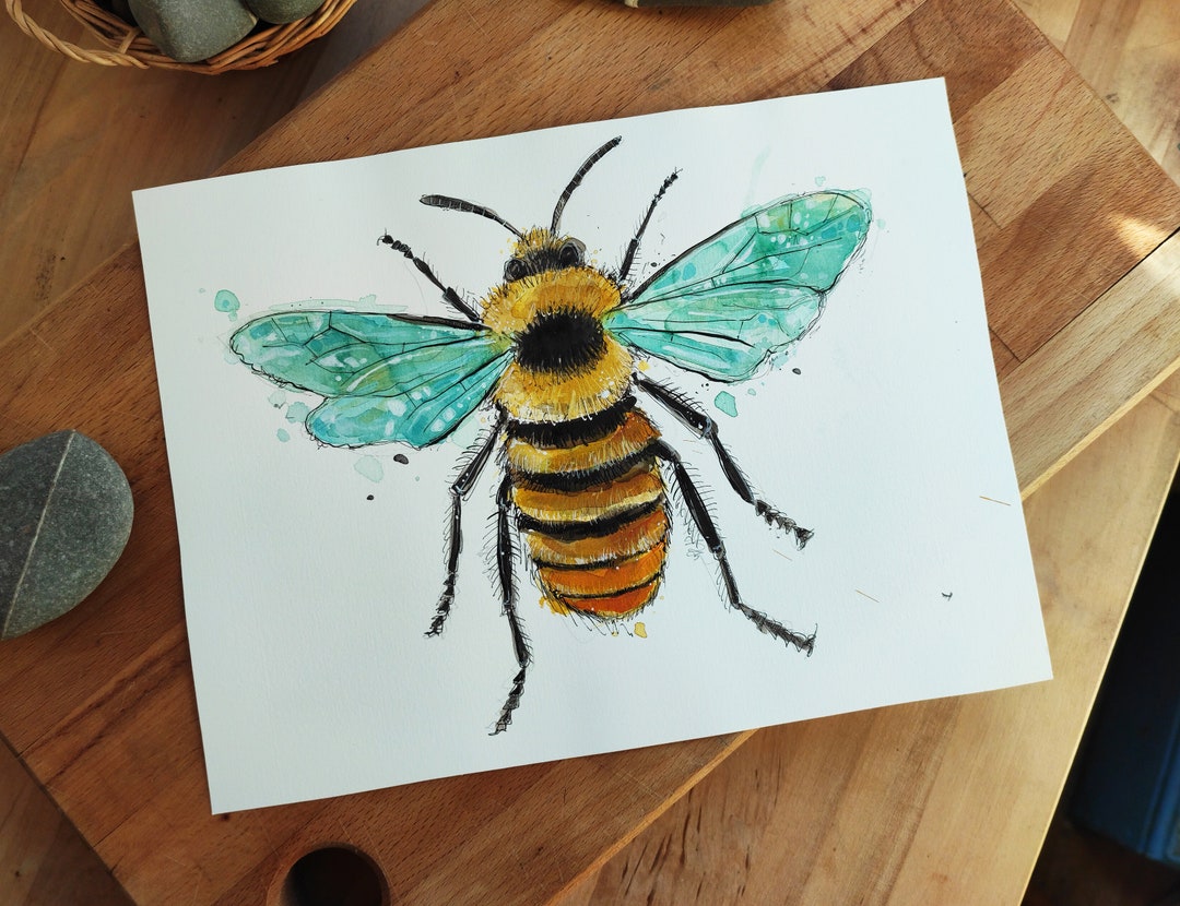 Shrill Carder Bee Original Drawing - Etsy
