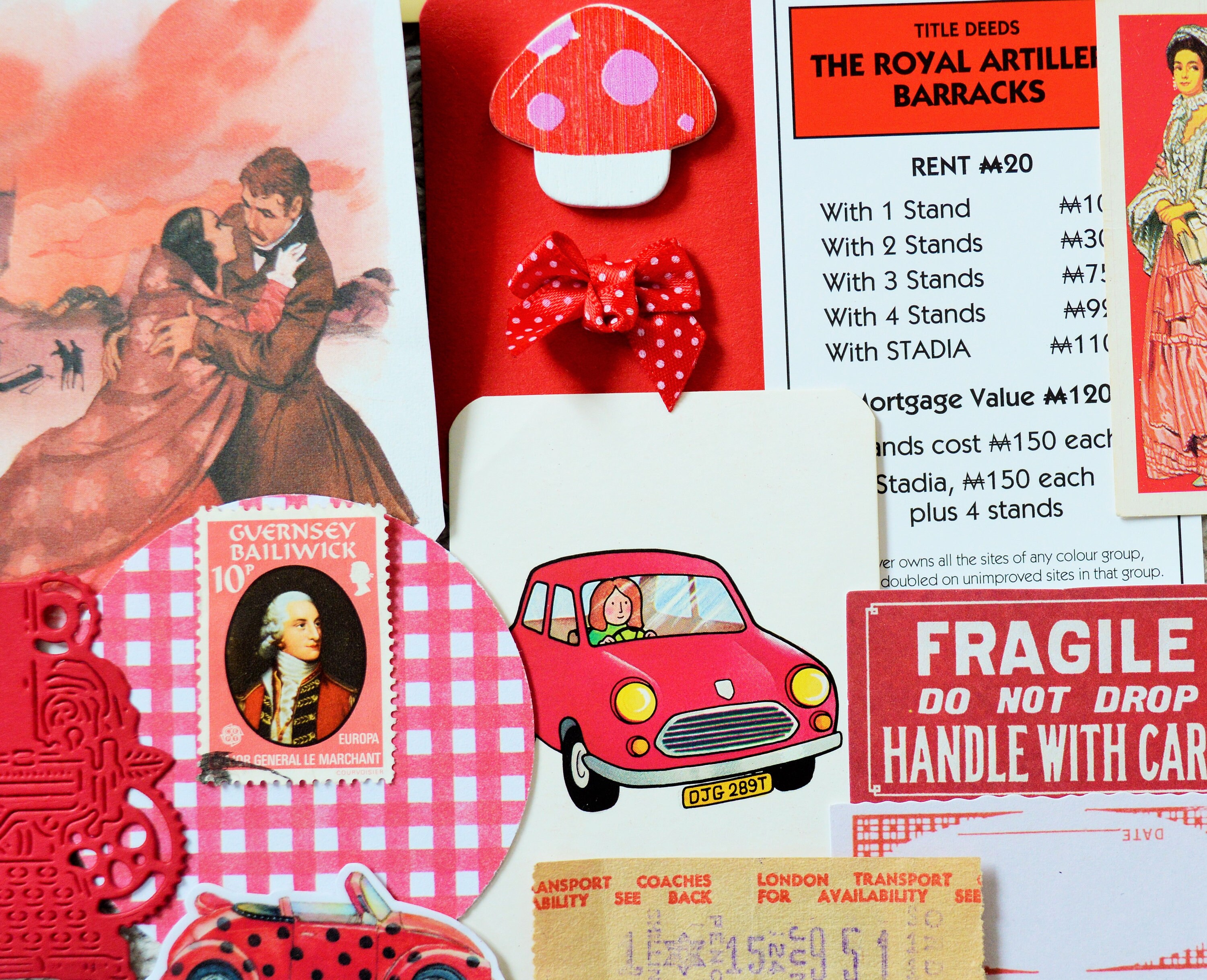 Red Theme Paper Ephemera Craft Collage Scrapbooking Pack - Etsy