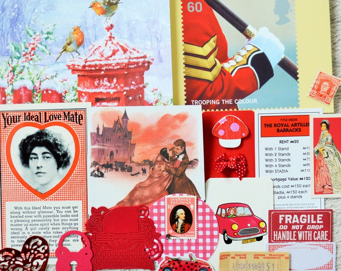 Red Theme Paper Ephemera Craft, Collage, Scrapbooking Pack - Etsy