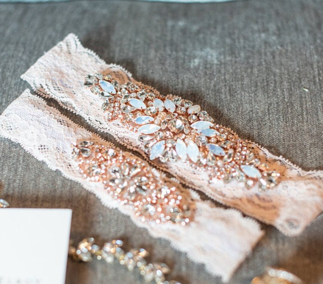 2 Garters-wedding Garter and Toss Garter-crystal & Opal Rhinestones ...