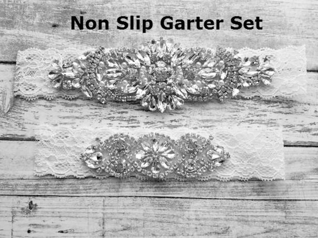 2 Garters Wedding Garter And Toss Garter Crystal Rhinestone Wedding Garter Set Style G90700 Etsy