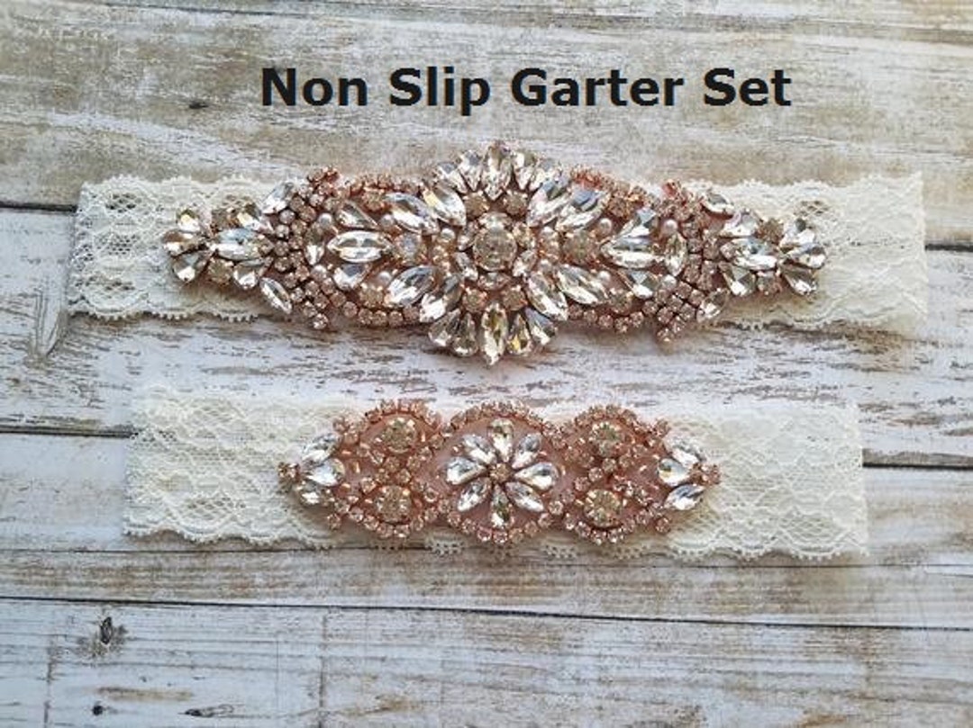 2 GARTERS Wedding Garter and Toss Garter Set-crystal Rhinestones With ...