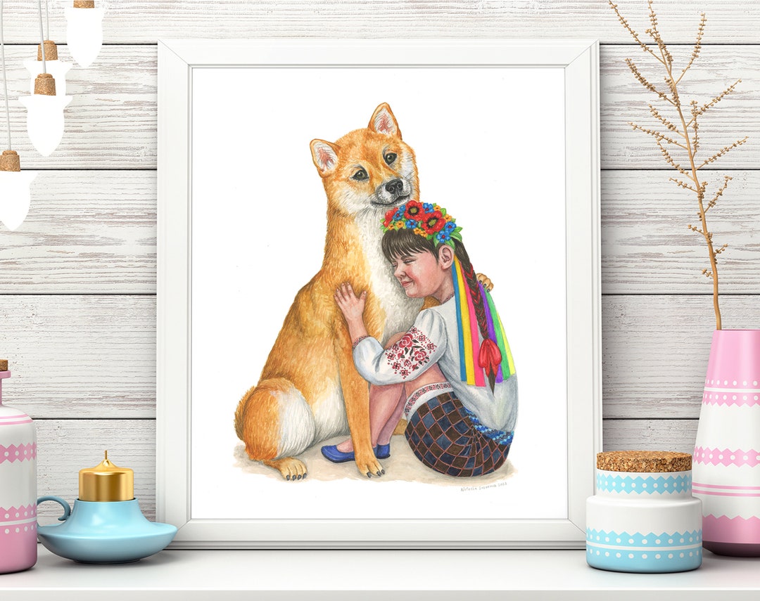 NAFO Unframed Poster. Ukrainian Girl Hugging Shiba Inu Premium - Etsy