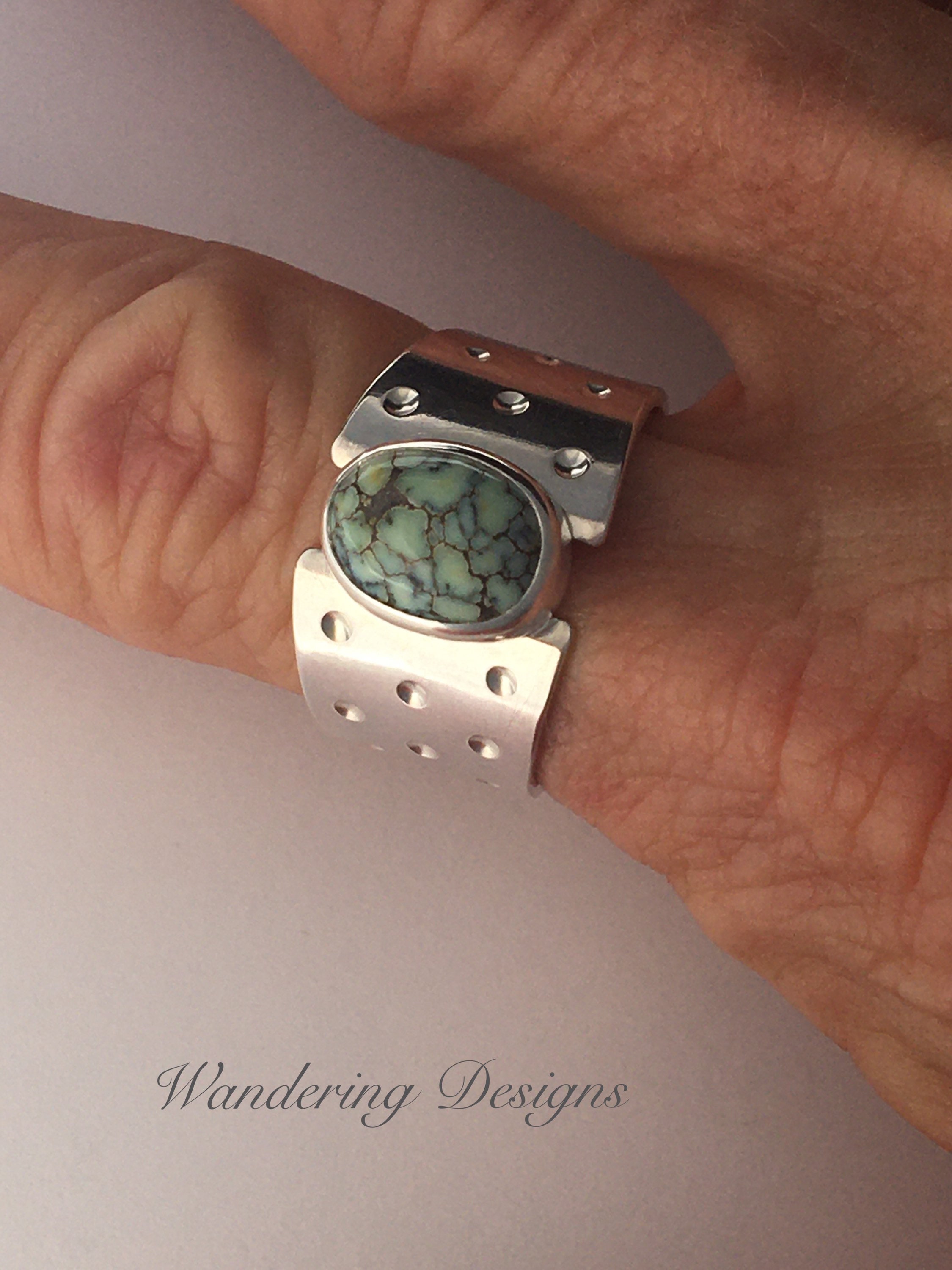 New Lander Turquoise Ring, Sterling Silver, Ring, Silversmith ...