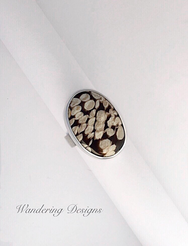 Peanut Wood Ring Sterling Silver Statement Ring Handmade - Etsy