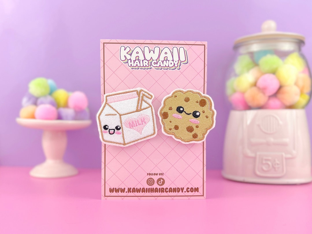 Kawaii Milk and Cookie Hair Clips, Chibi Style Cute Food Accessories ...